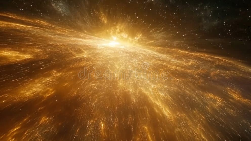 Golden Cosmic Explosion Celestial Radiance Burst Stock Illustration ...