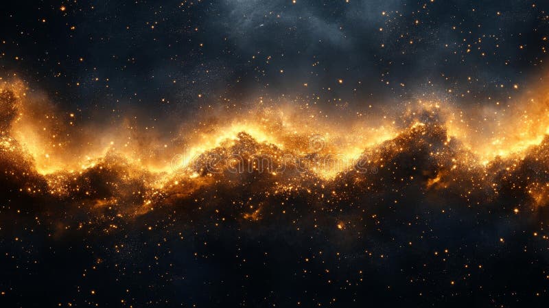 Golden Cosmic Stream stock illustration. Illustration of astronomy ...