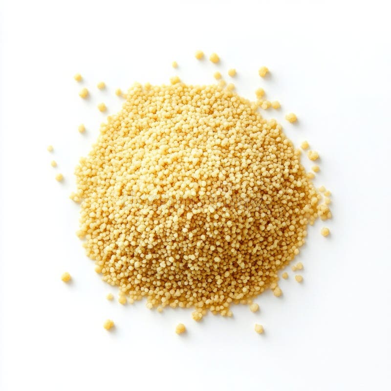 Golden Couscous Heap on White Background for Culinary Presentation ...