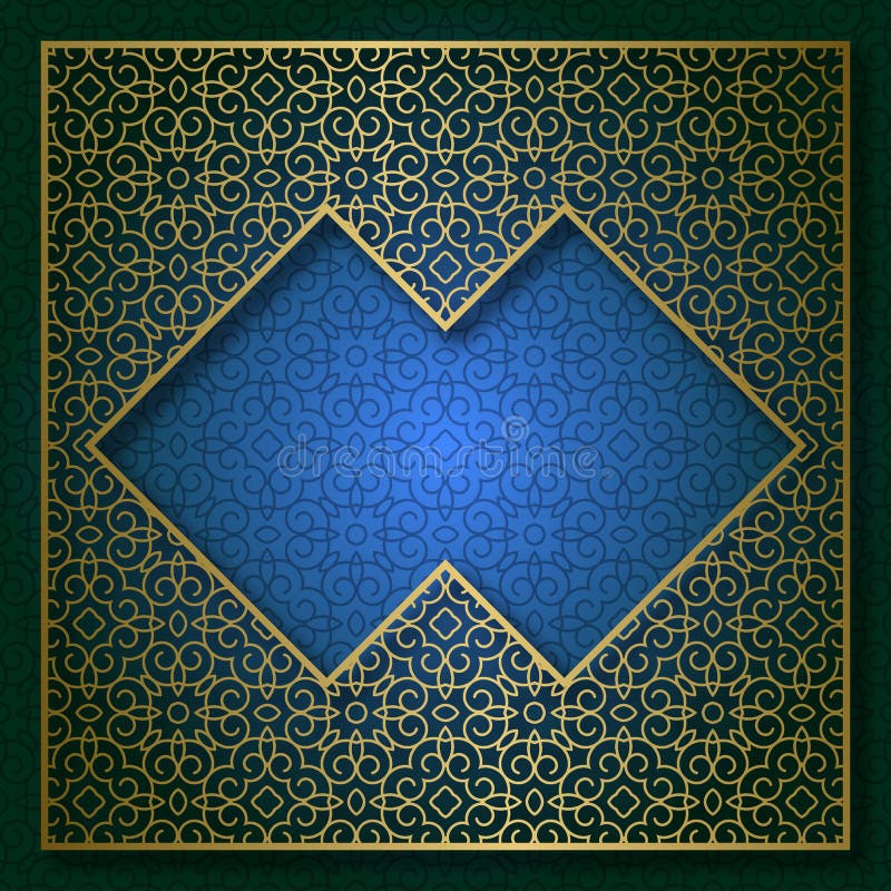 Golden Cover Frame with Traditional Patterned Background Stock Vector ...