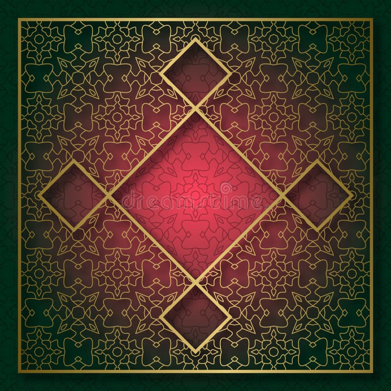 Golden Cover Frame with Traditional Patterned Background Stock Vector ...