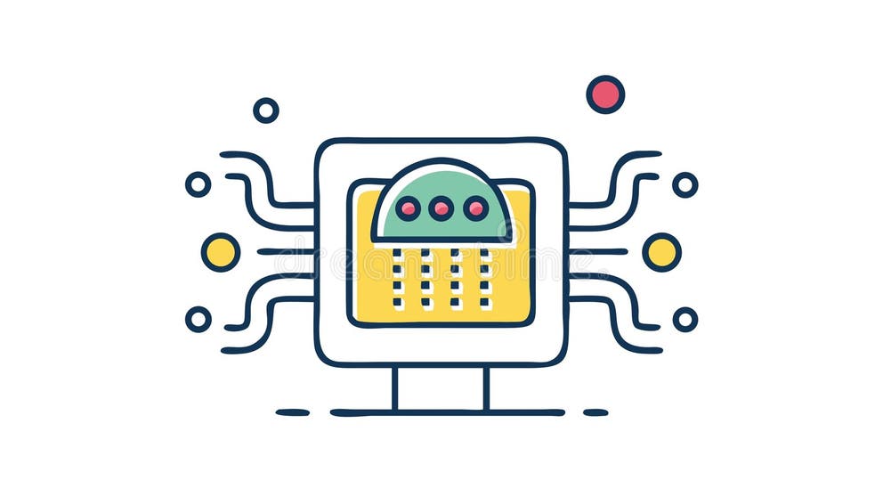 Golden CPU Circuit Board Icon. Processing and Computing Tech Vector ...