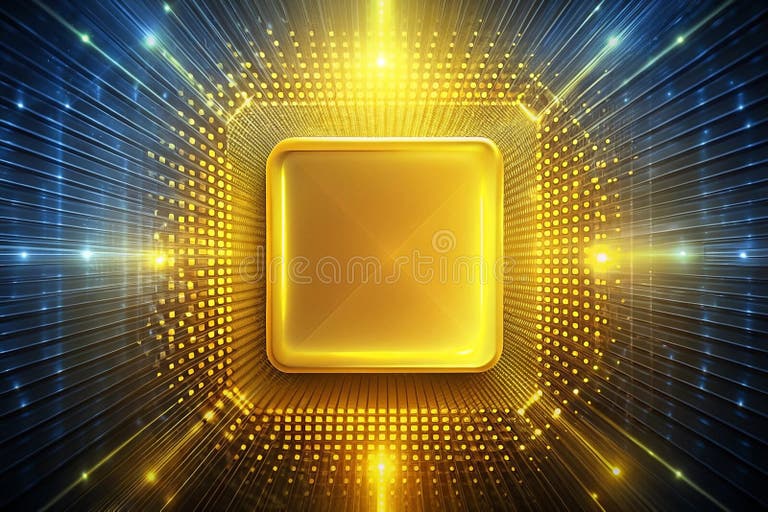 Golden CPU, Digital Rays, Technology Background, Future Concept Stock ...