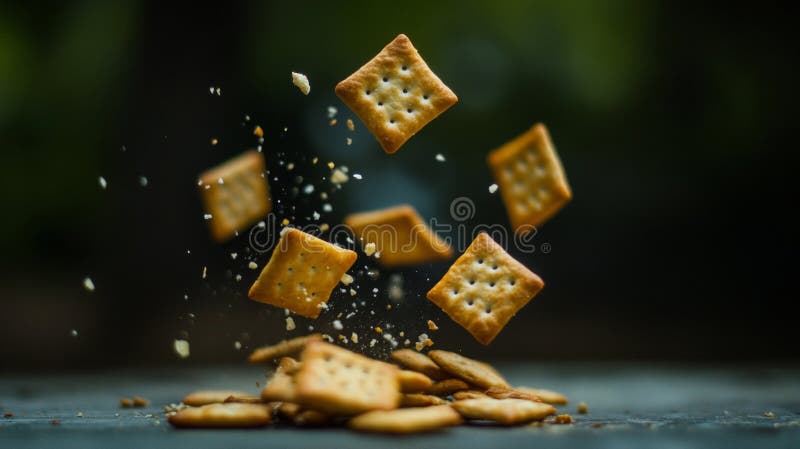 Golden Crackers Flying Against Dark Background Stock Illustration ...