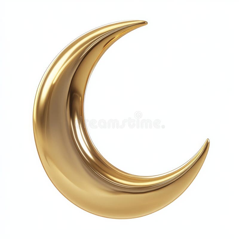 Golden Crescent Moon on White Background Highlighting Lunar Elegance ...