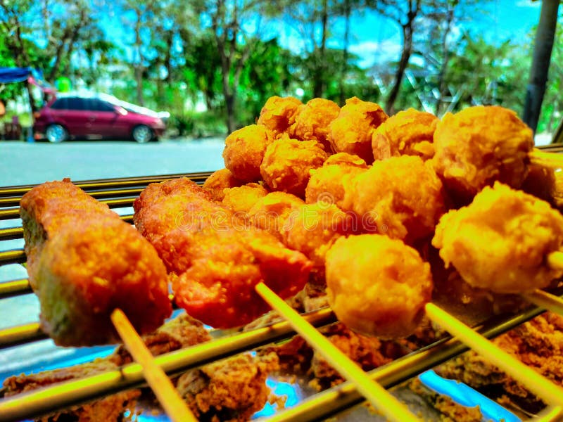 The Golden Crispy Chicken Ball and Chicken Roll Stock Photo - Image of ...