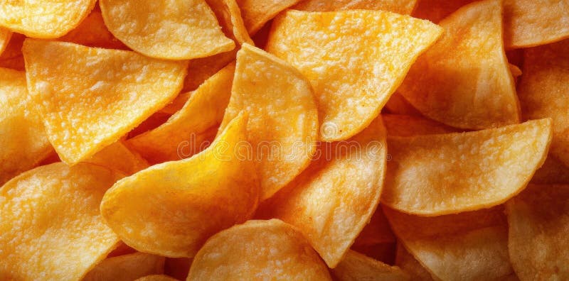 Golden Crispy Potato Chips Texture Background and Unhealthy Snack ...