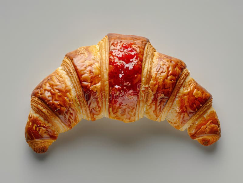 Golden Croissant with Raspberry Jam Stock Photo - Image of meal, golden ...