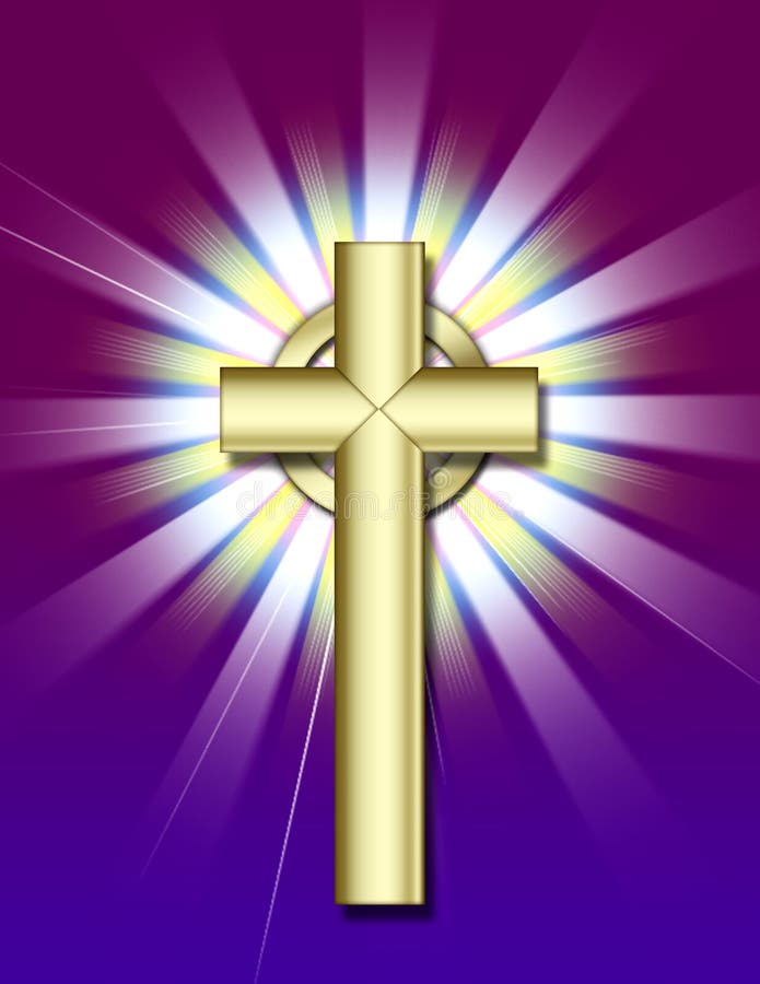 Christian Golden Cross with Light Stock Vector - Illustration of ...