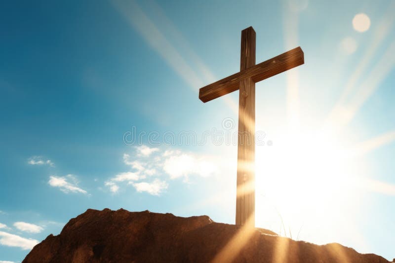 A Golden Cross Glowing Under the Sun Stock Illustration - Illustration ...