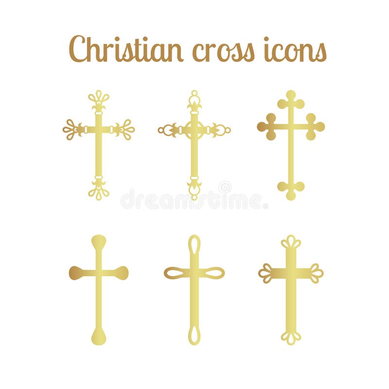 Golden Christian Cross Icons Stock Vector - Illustration of belief ...