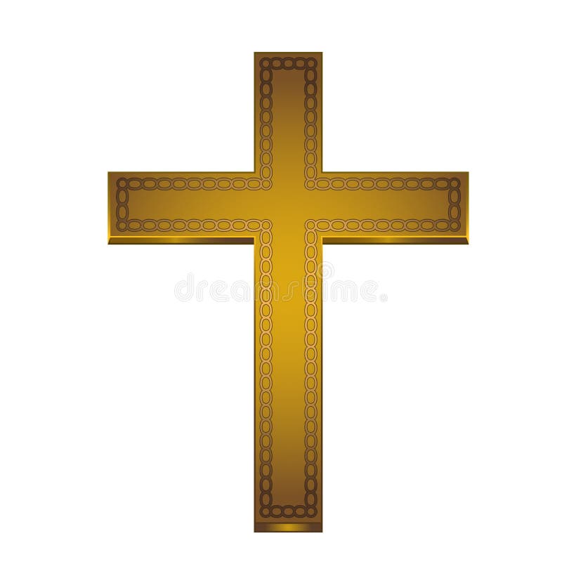 Golden cross stock vector. Illustration of shiny, color - 44234469