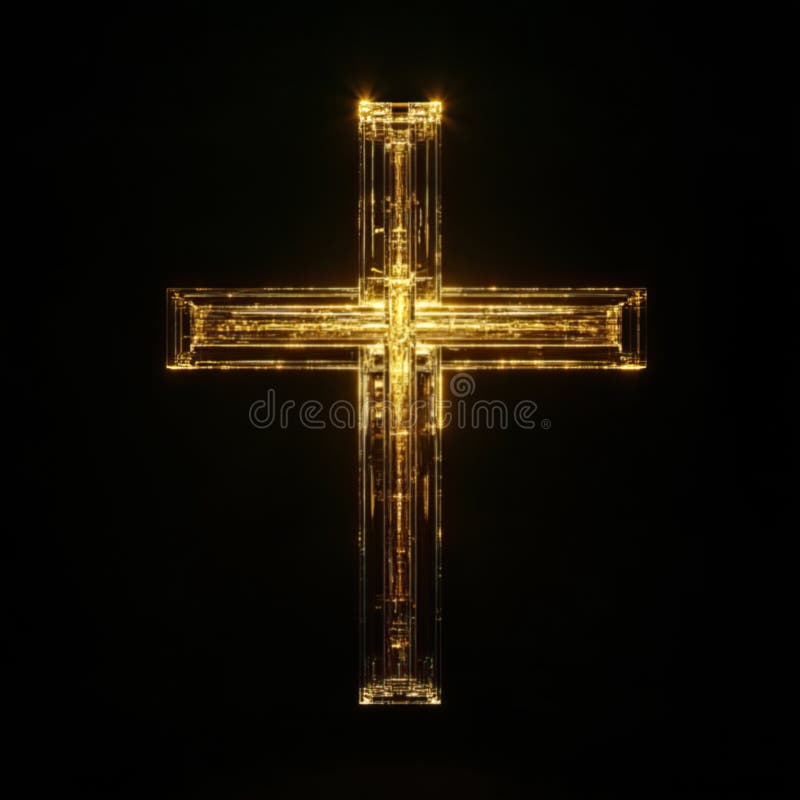 A Golden Cross, Light and Darkness Stock Illustration - Illustration of ...