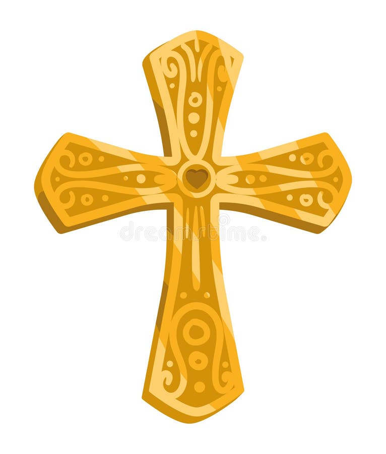 Golden cross religious stock vector. Illustration of golden - 257215246