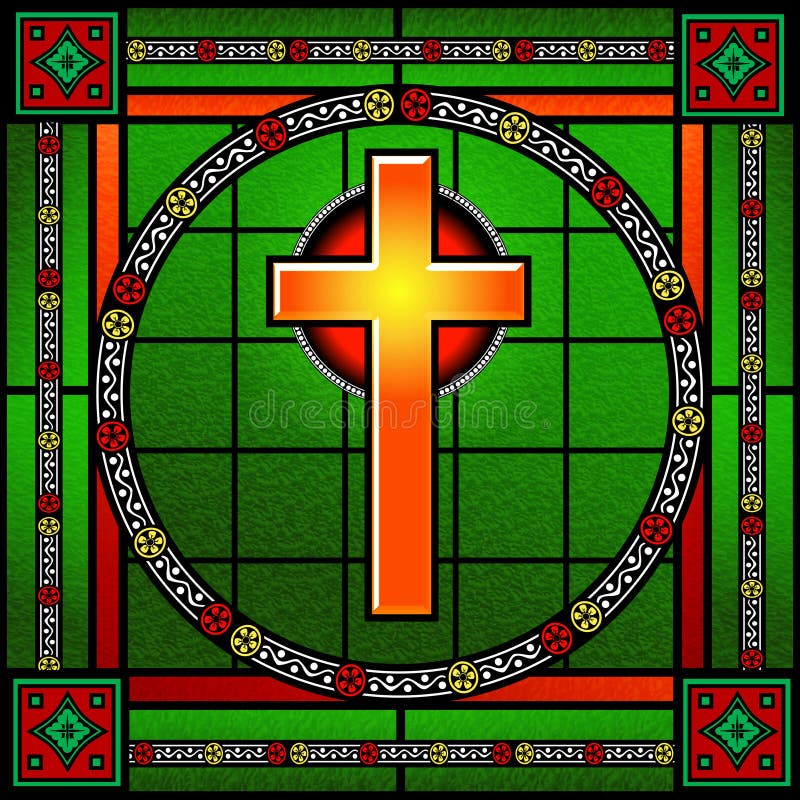 Vector stained glass cross stock vector. Illustration of church - 24298856