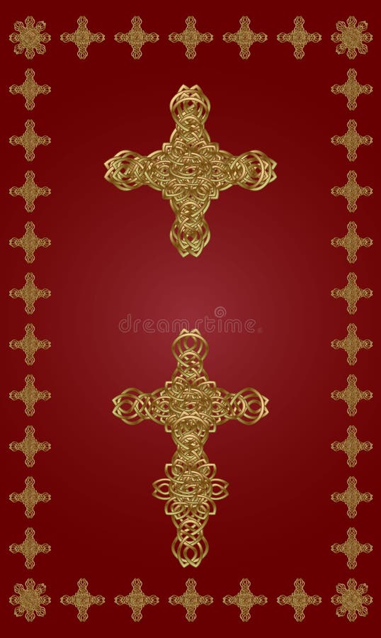 Golden cross stock vector. Illustration of knitted, church - 58520137