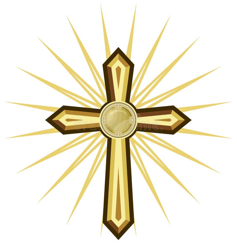 Golden cross stock vector. Illustration of orthodox, emblem - 35069683