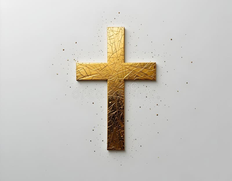 Golden Cross on White Background Decorative Design Symbol Stock Photo ...
