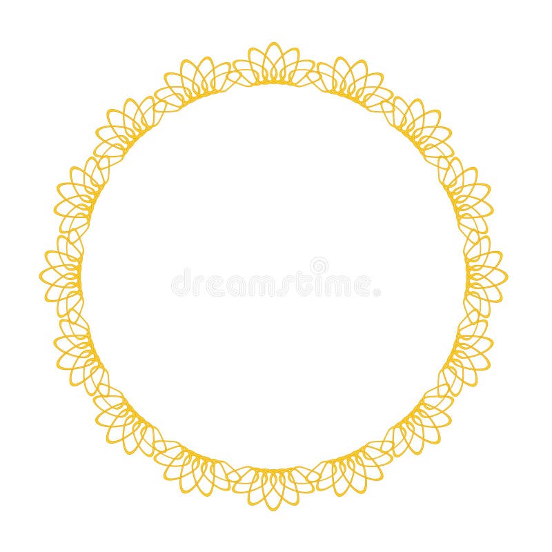 Golden Crown Art Drawn Round Frame Border Stock Vector - Illustration ...