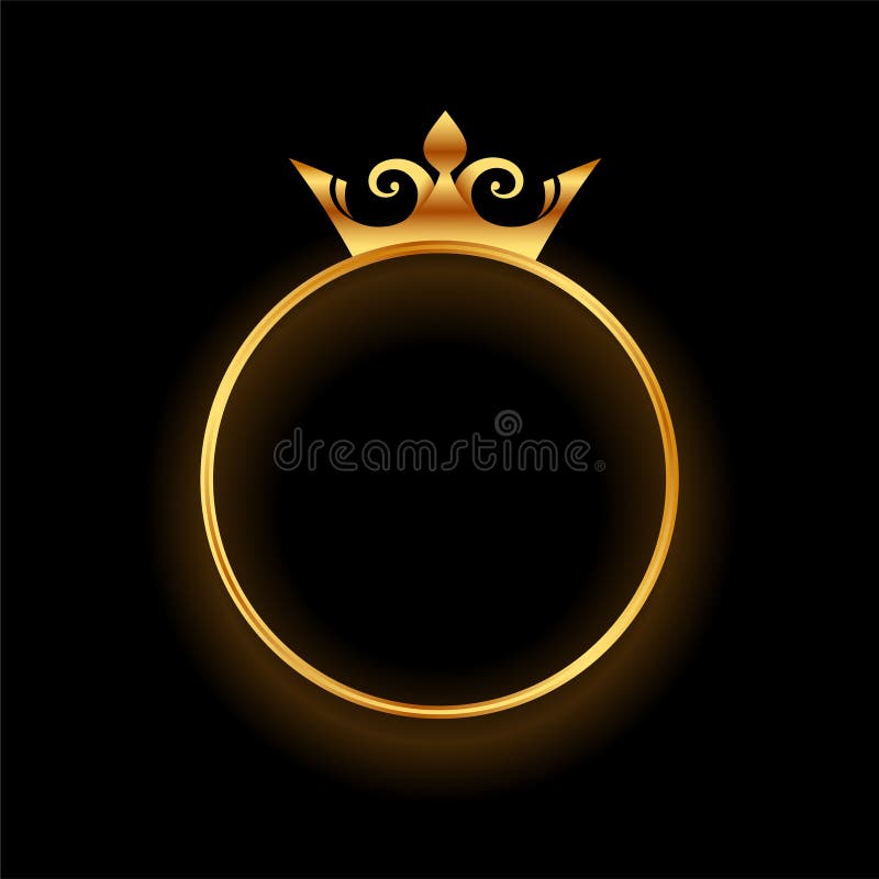 Golden Crown with Circular Ring Frame Background Stock Vector ...