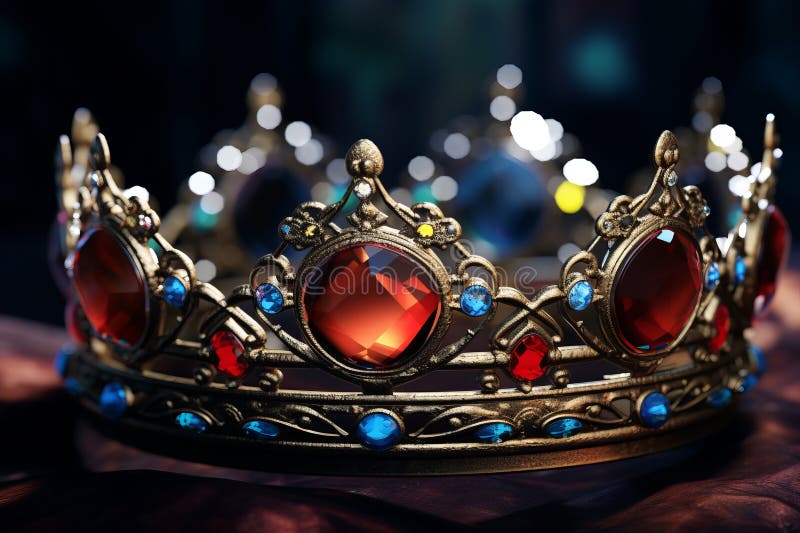 Golden Crown with Multi-colored Gemstones Stock Photo - Image of king ...