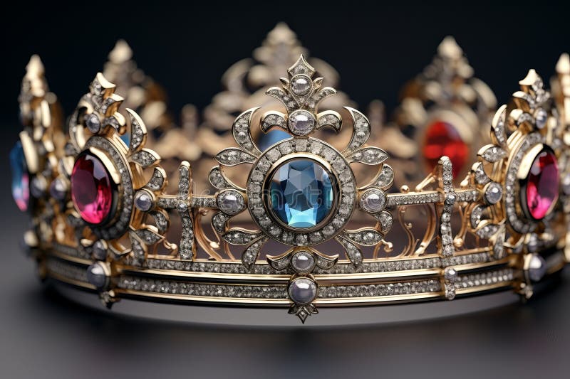 Golden Crown with Multi-colored Gemstones Stock Photo - Image of king ...