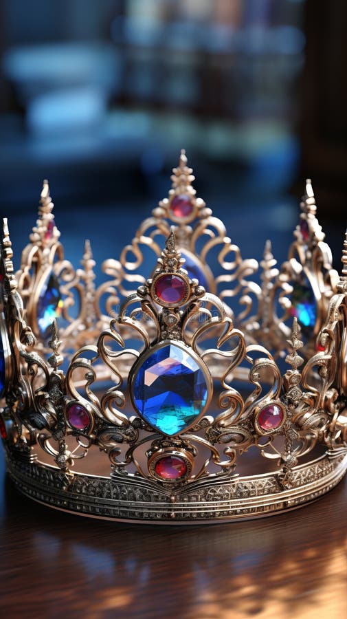 Golden Crown with Multi-colored Gemstones Stock Image - Image of ...