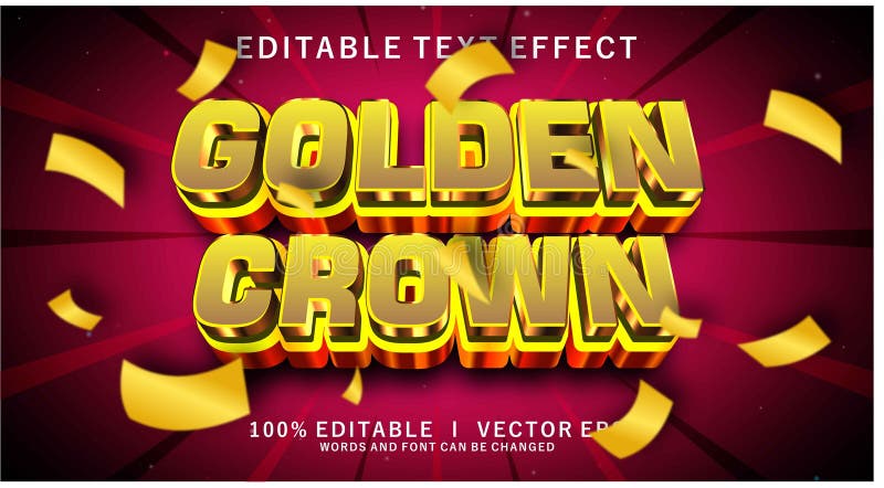 Golden Crown 3d Vector Text Effect with Modern Style Design Stock ...