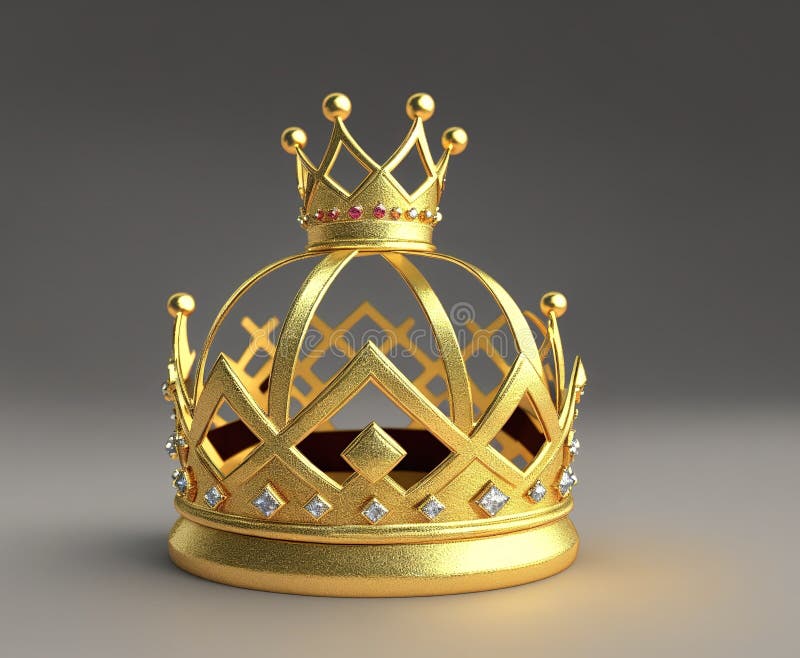 A Golden Crown with a Diamond in the Center. Stock Photo - Image of ...
