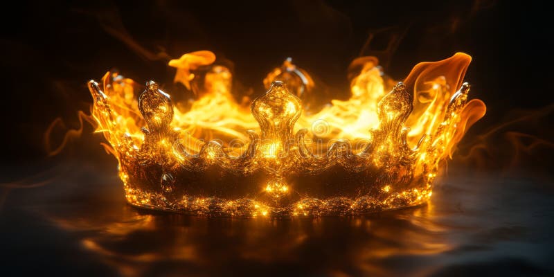 A Golden Crown with Fire on it Stock Illustration - Illustration of ...
