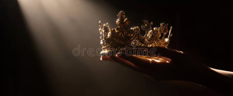 The Golden Crown Held Aloft in a Beam of Dramatic Light. AI Generated ...