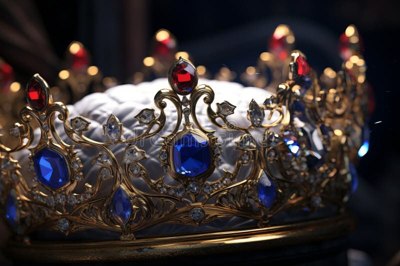 Golden Crown with Multi-colored Gemstones Stock Illustration ...