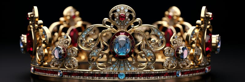 Golden Crown with Multi-colored Gemstones Stock Photo - Image of ...