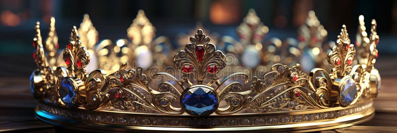 Golden Crown with Multi-colored Gemstones Stock Photo - Image of ...
