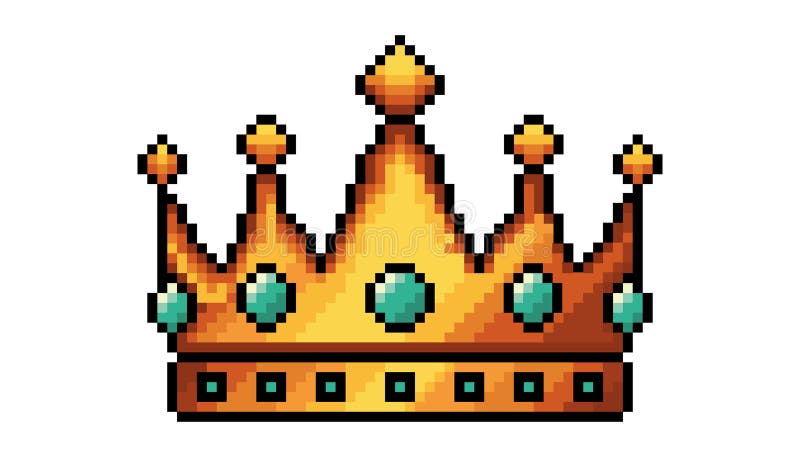 Golden Crown. Pixel Art Icon. Flat Style. 8-bit. Sticker Design Stock ...
