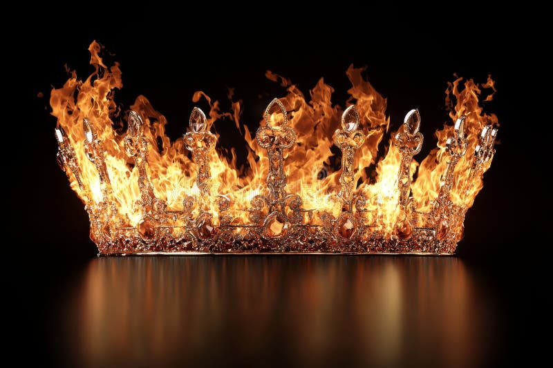 This Golden Crown Represents Power and Ambition, Engulfed in Flames ...