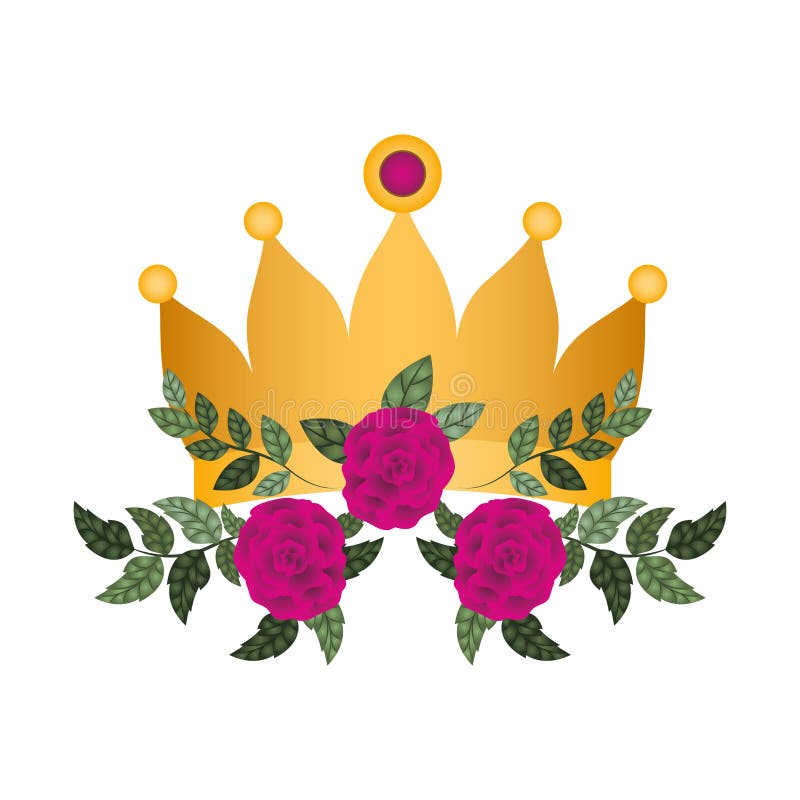 Golden Crown with Roses Isolated Icon Stock Vector - Illustration of ...
