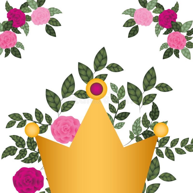 Golden Crown with Roses Isolated Icon Stock Vector - Illustration of ...