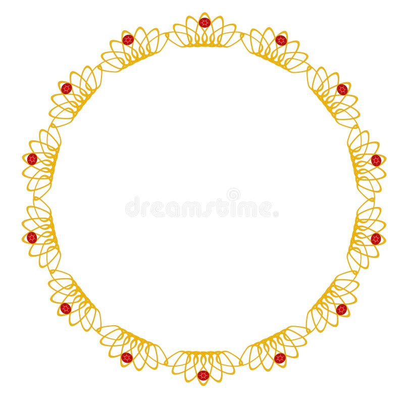 Golden Crown with Ruby Gem Round Frame Border Stock Vector ...
