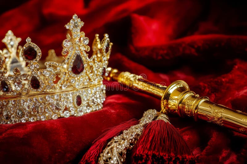 Golden Crown and Scepter Displaying Royal Power and Authority Stock ...
