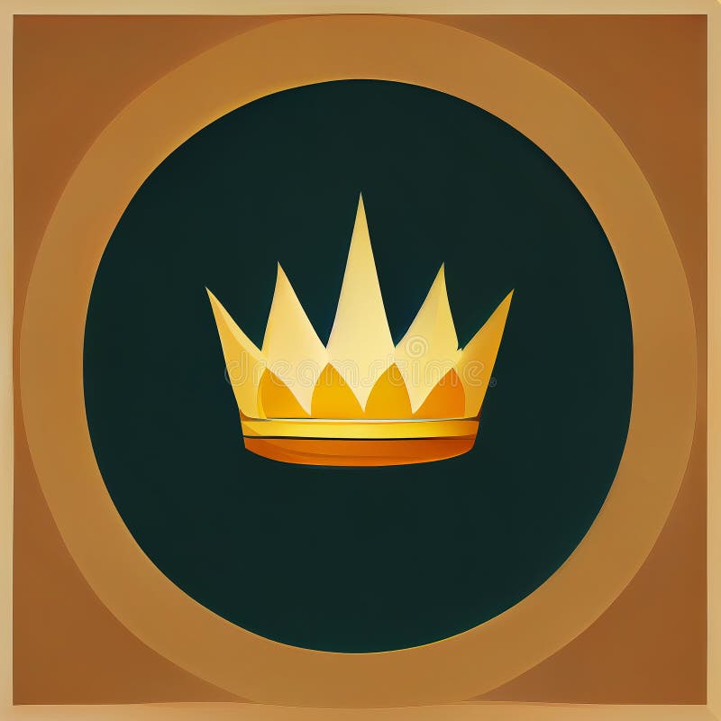 Golden Crown Simple Illustration. Crown in a Circle Sign. Flat ...