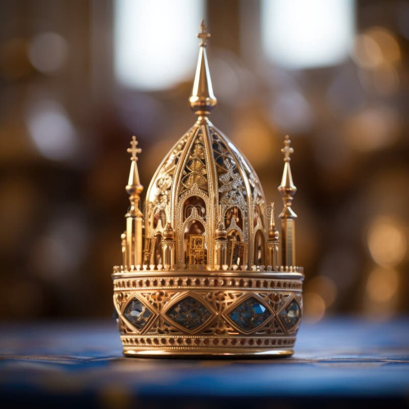 A Golden Crown Sits on Top of a Table, AI Stock Photo - Image of ...