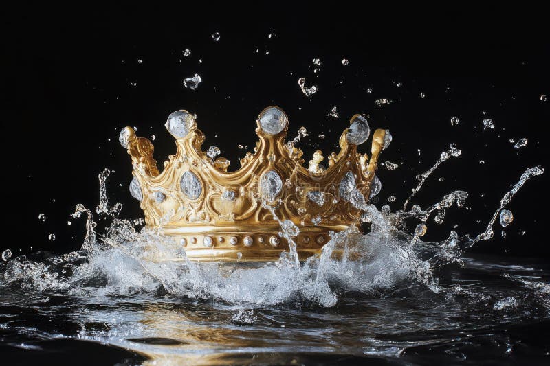 Golden Crown Splashes Water Stock Illustration - Illustration of ...