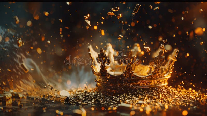 A Golden Crown Surrounded by a Lot of Gold Stock Photo - Image of ...
