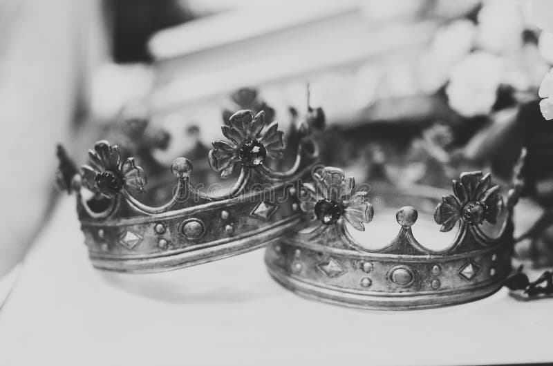 Golden Crowns Lying on the Table in Church Stock Photo - Image of ...