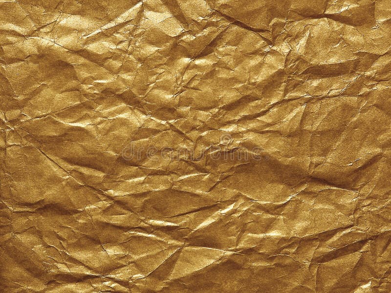 Golden Crumpled Shiny Metallic Paper. Yellow Tinfoil Texture for ...