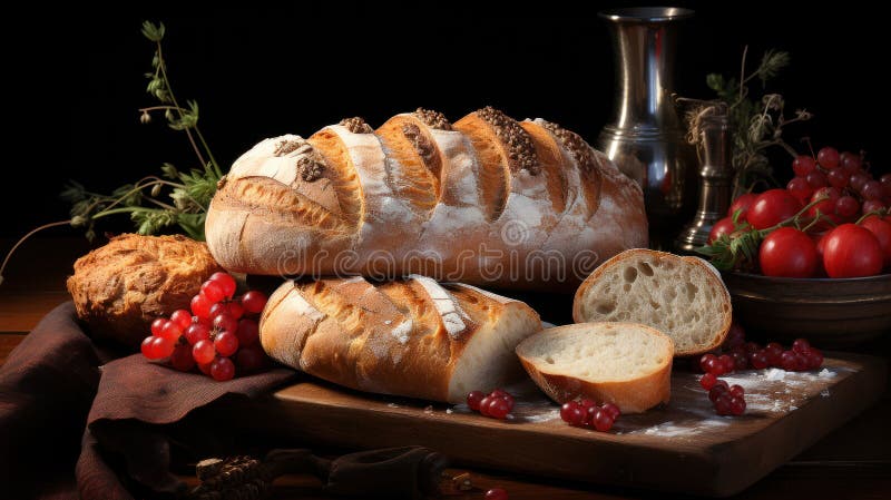 Golden Crust: a Feast for the Senses Stock Illustration - Illustration ...