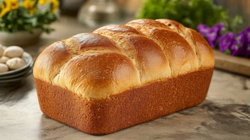 Golden Crusty Loaf of Artisan Bread Baking Stock Illustration ...