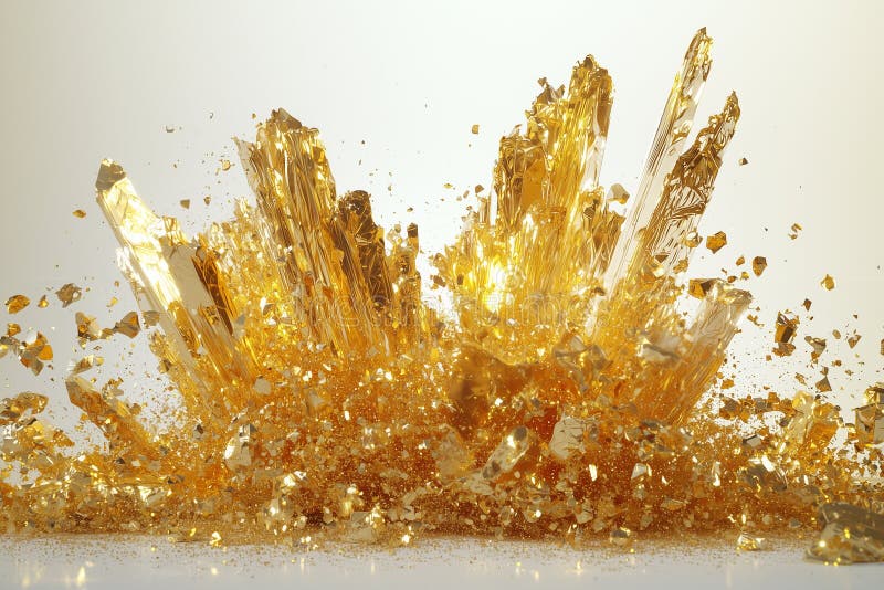 Golden Crystal Explosion Art Stock Illustration - Illustration of ...