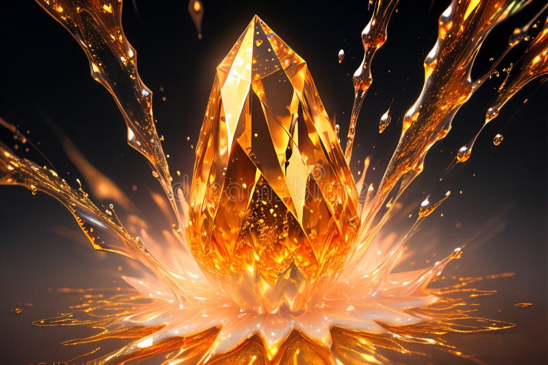 Golden Crystal Impact on Surface Stock Illustration - Illustration of ...